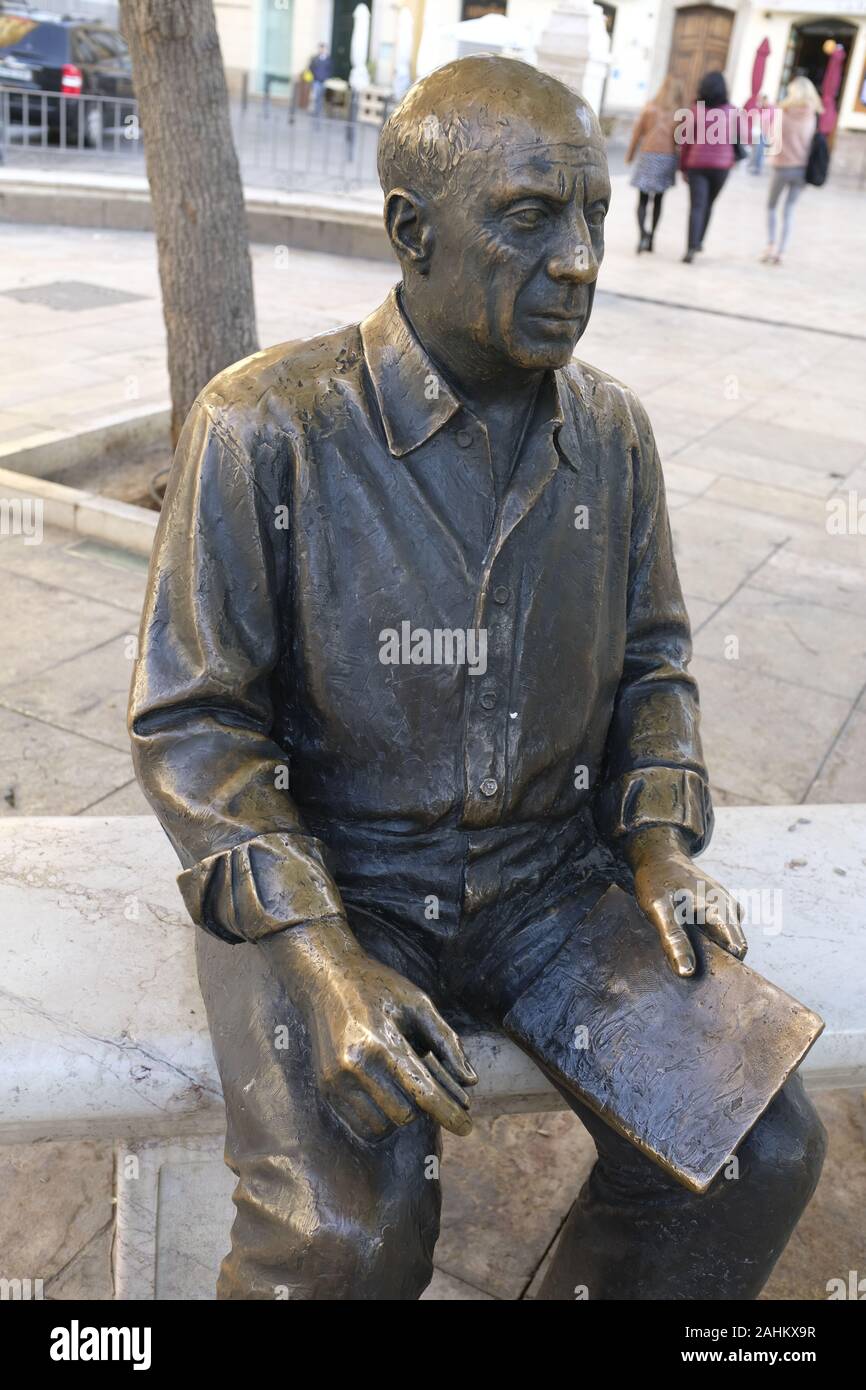 Pablo Picasso statue in Malaga, close to his birthplace that now houses ...