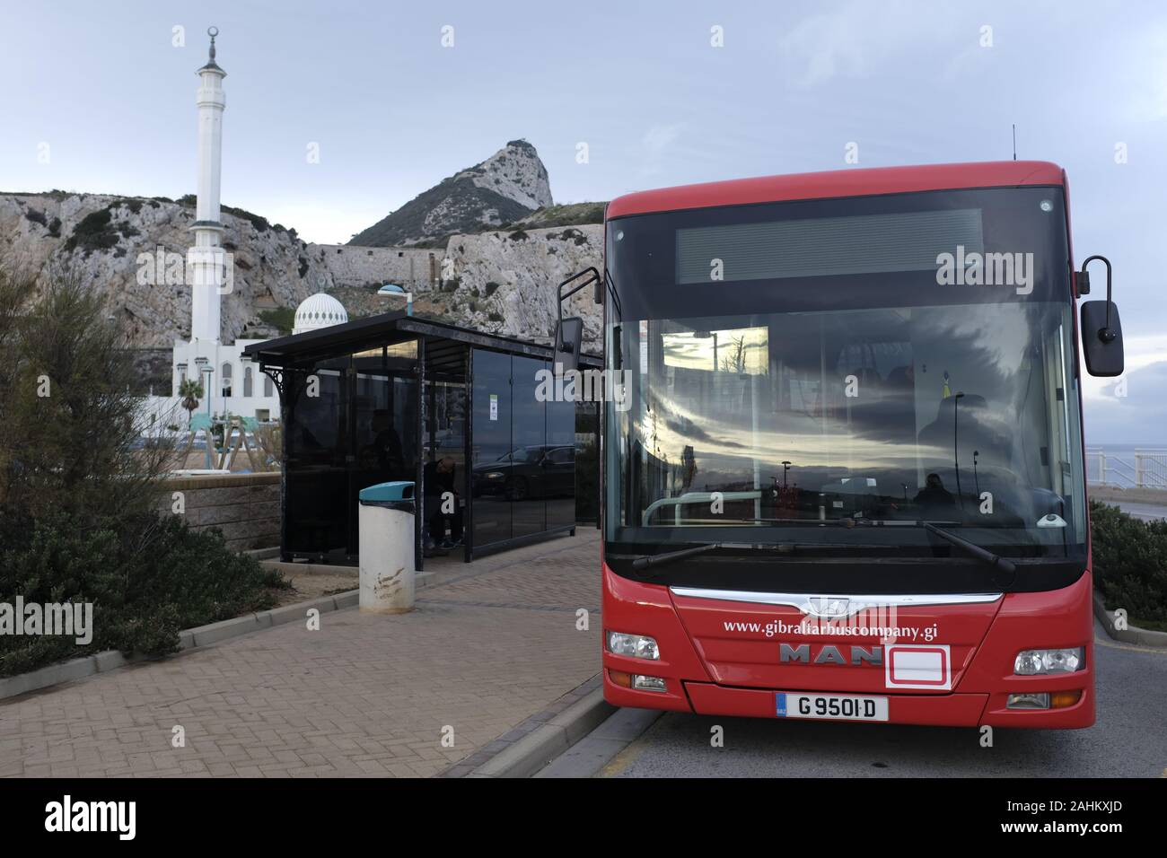 bus stop in Europa Point, Gibraltar Stock Photo - Alamy