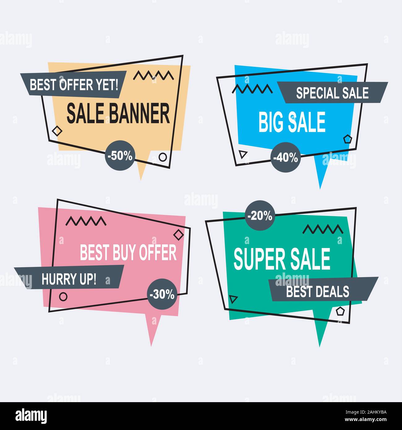 Geometric flat banners. Modern abstract gradient shapes for logo, sale ...