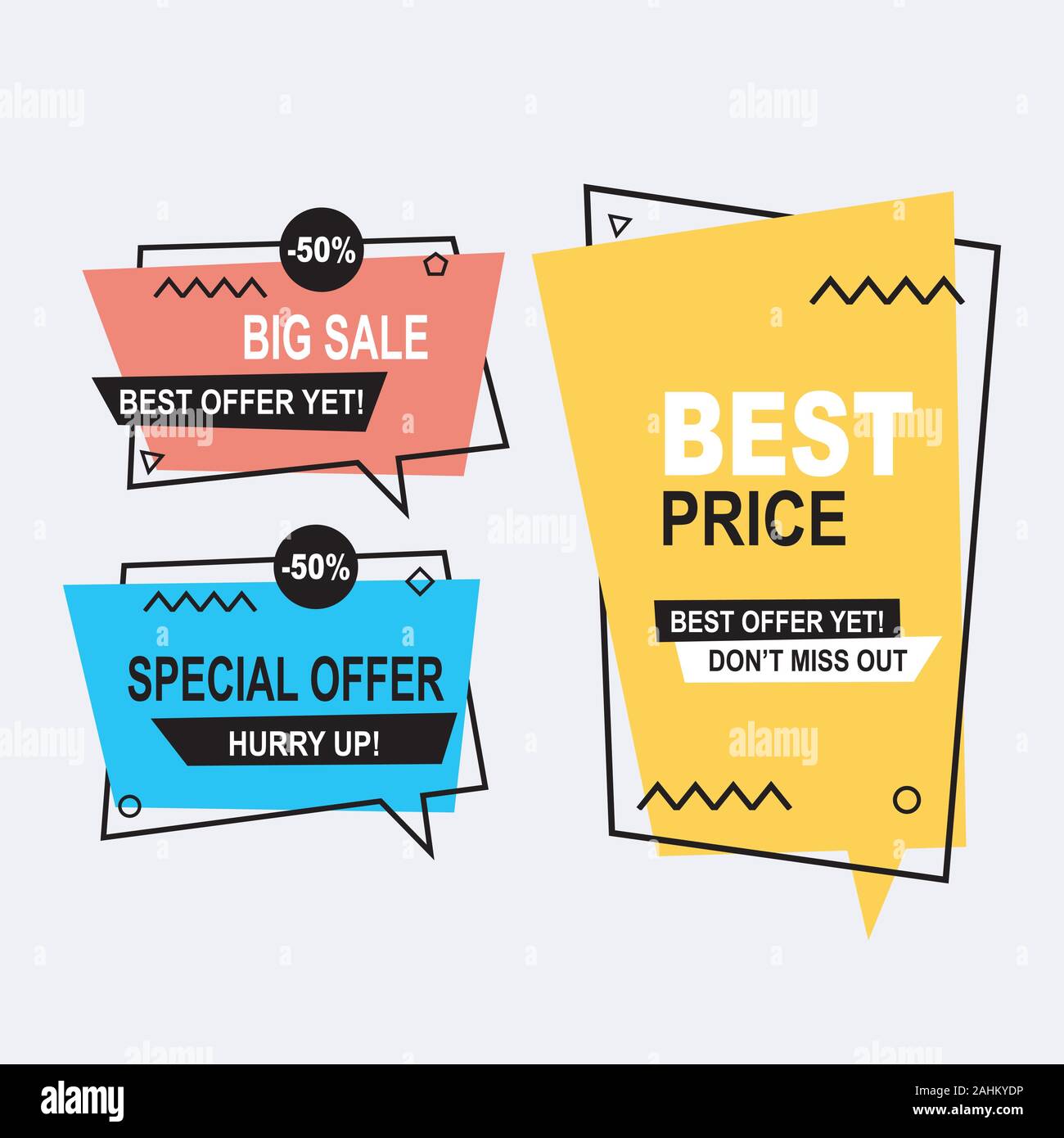 Geometric flat banners. Modern abstract gradient shapes for logo, sale ...