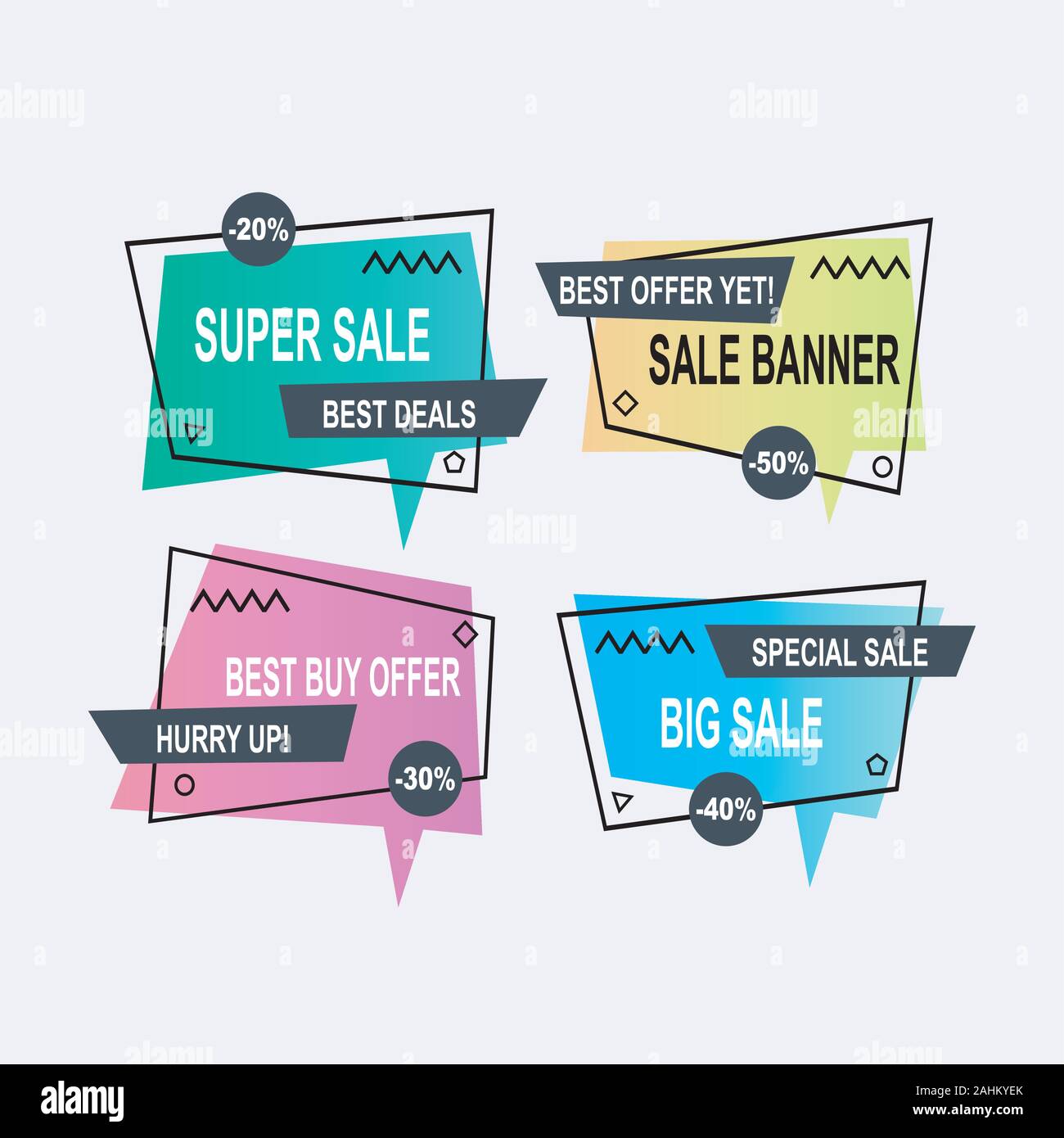 Geometric flat banners. Modern abstract gradient shapes for logo, sale ...