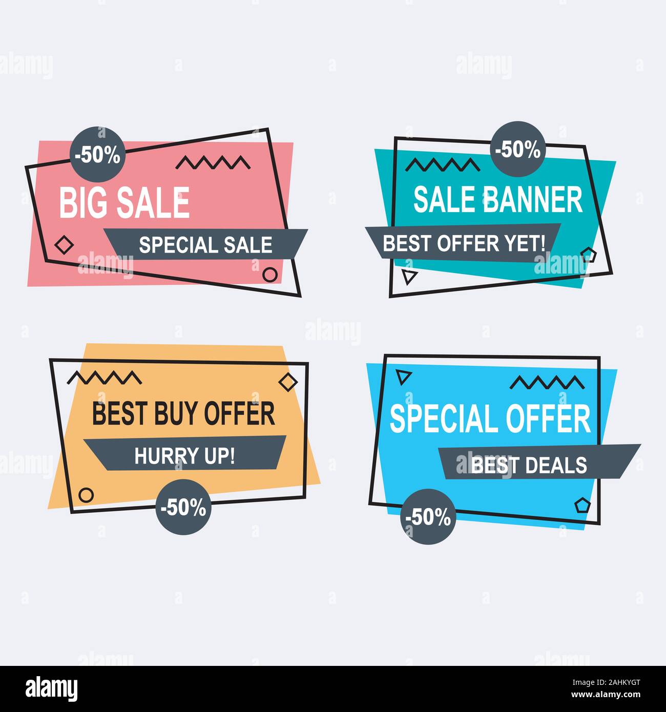 Geometric flat banners. Modern abstract gradient shapes for logo, sale ...