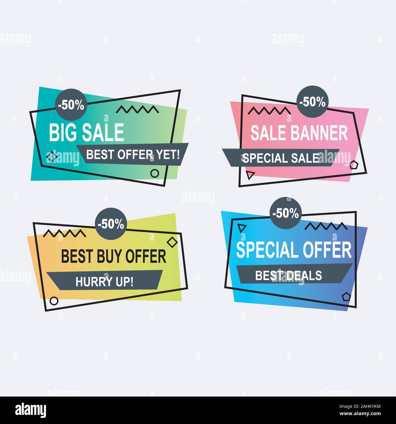 Geometric flat banners. Modern abstract gradient shapes for logo, sale ...