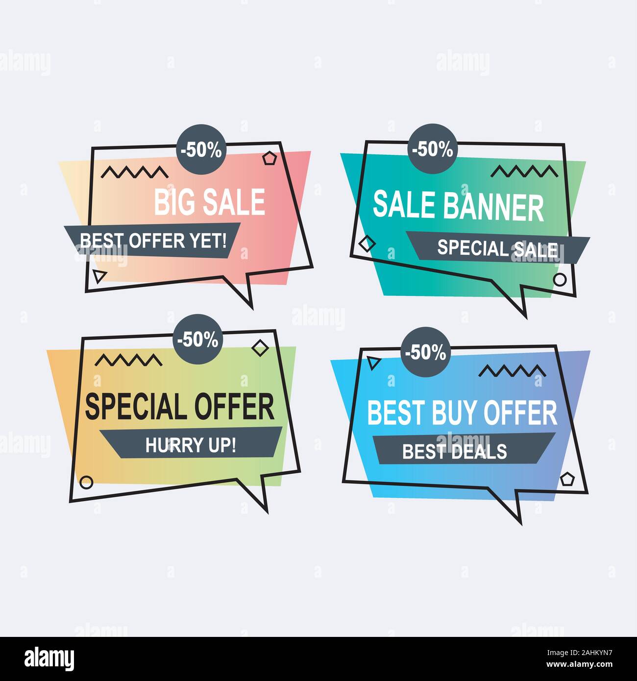 Geometric flat banners. Modern abstract gradient shapes for logo, sale ...