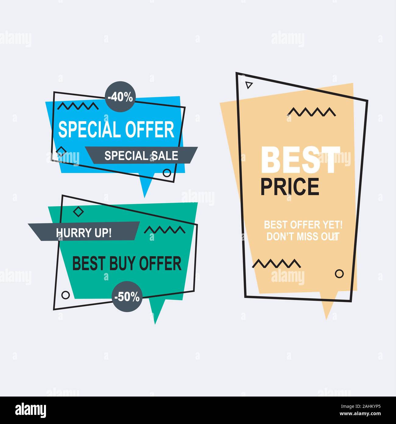 Geometric flat banners. Modern abstract gradient shapes for logo, sale ...