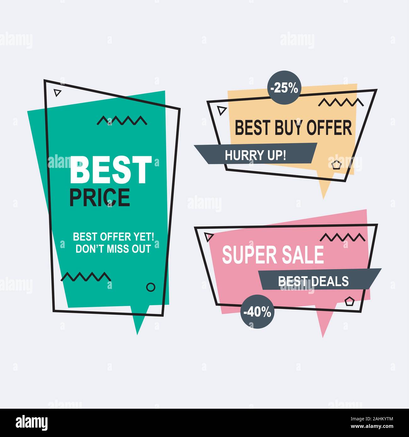 Geometric flat banners. Modern abstract gradient shapes for logo, sale ...