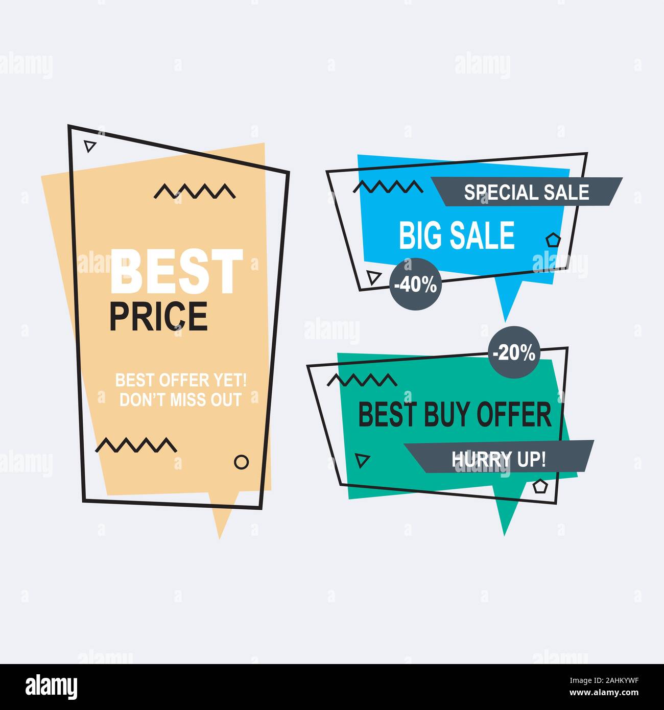 Geometric flat banners. Modern abstract gradient shapes for logo, sale ...