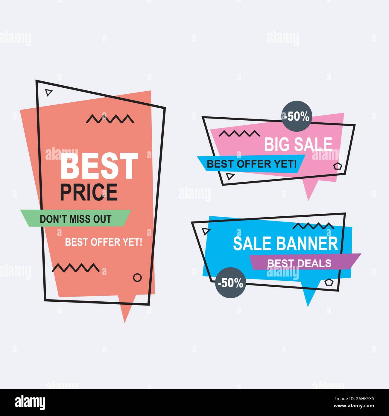 Geometric flat banners. Modern abstract gradient shapes for logo, sale ...