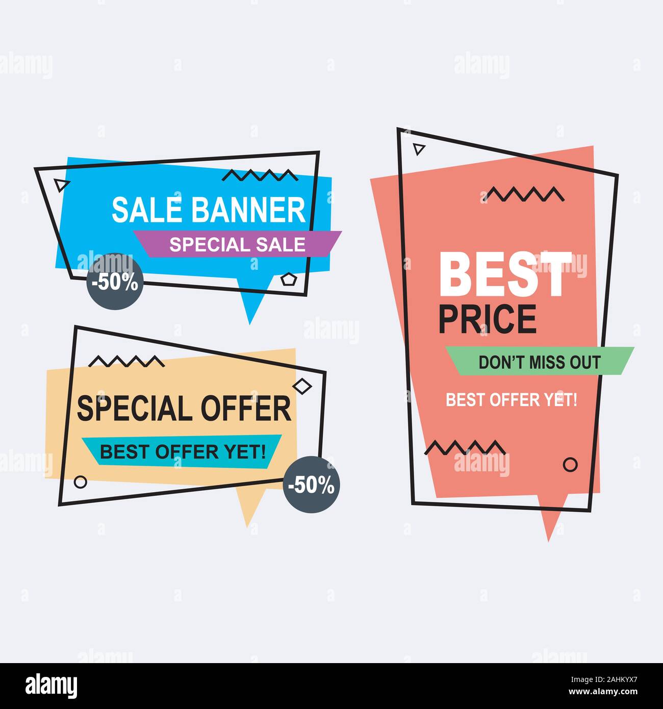 Geometric flat banners. Modern abstract gradient shapes for logo, sale ...