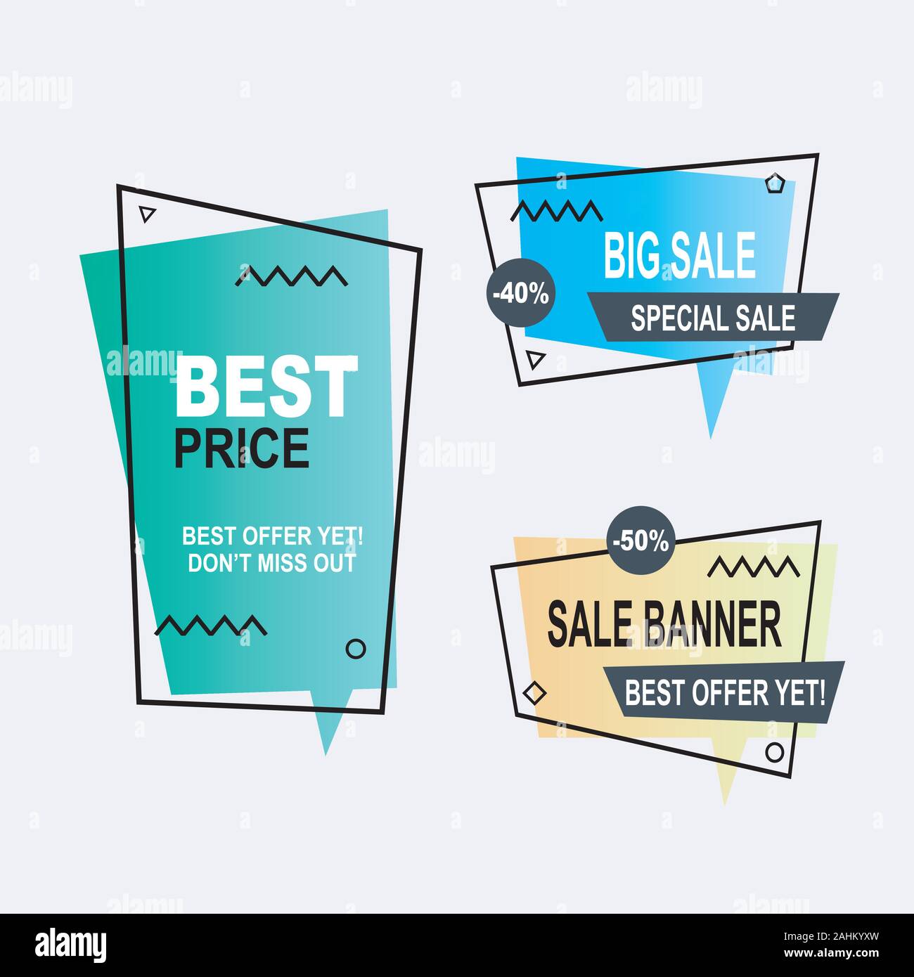 Geometric flat banners. Modern abstract gradient shapes for logo, sale ...