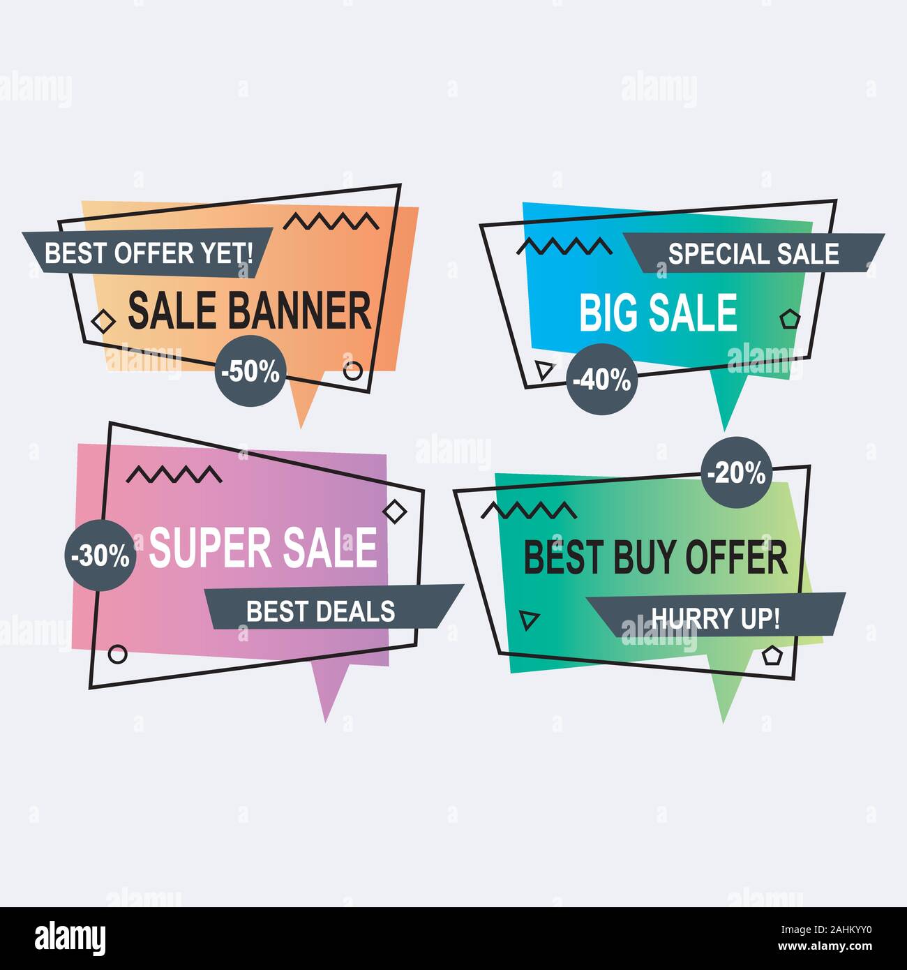Geometric flat banners. Modern abstract gradient shapes for logo, sale ...