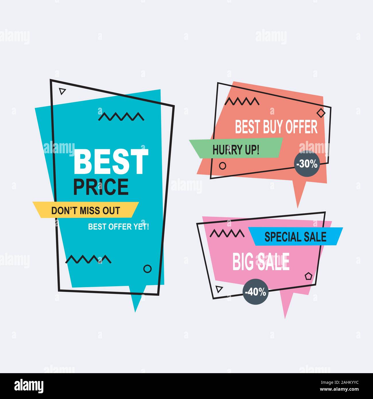 Geometric flat banners. Modern abstract gradient shapes for logo, sale ...