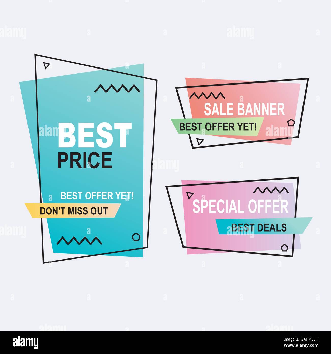 Geometric flat banners. Modern abstract gradient shapes for logo, sale ...
