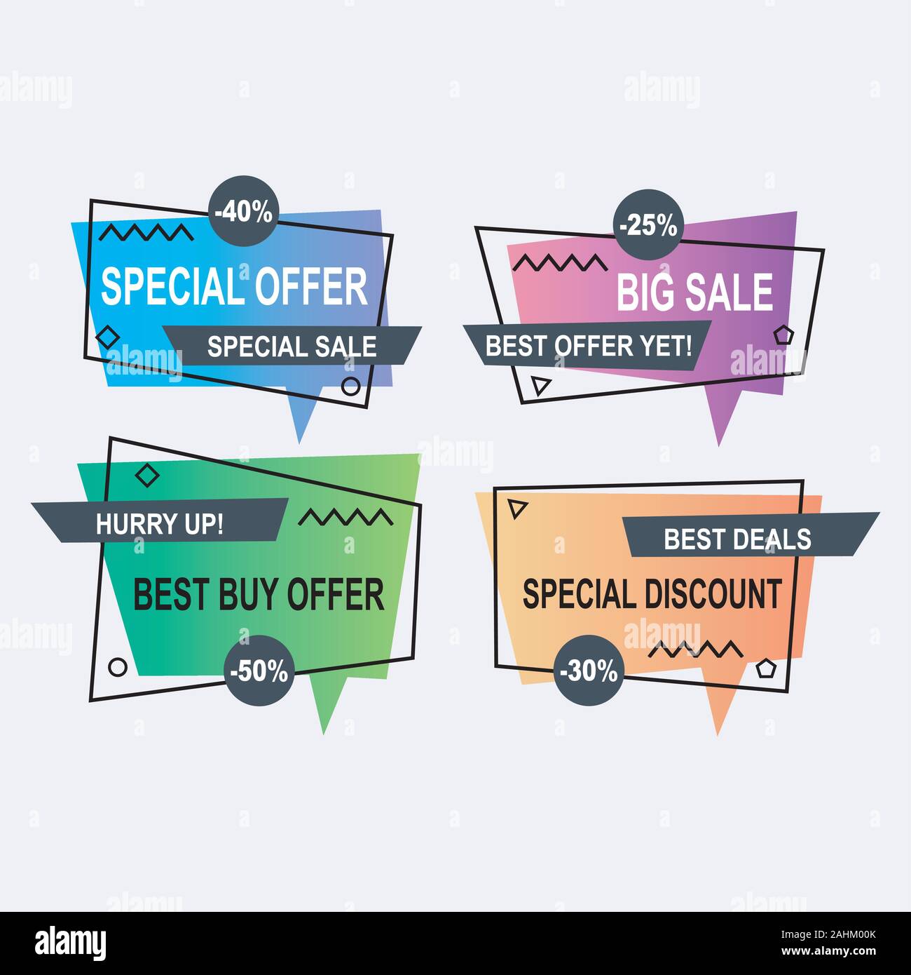 Geometric flat banners. Modern abstract gradient shapes for logo, sale ...