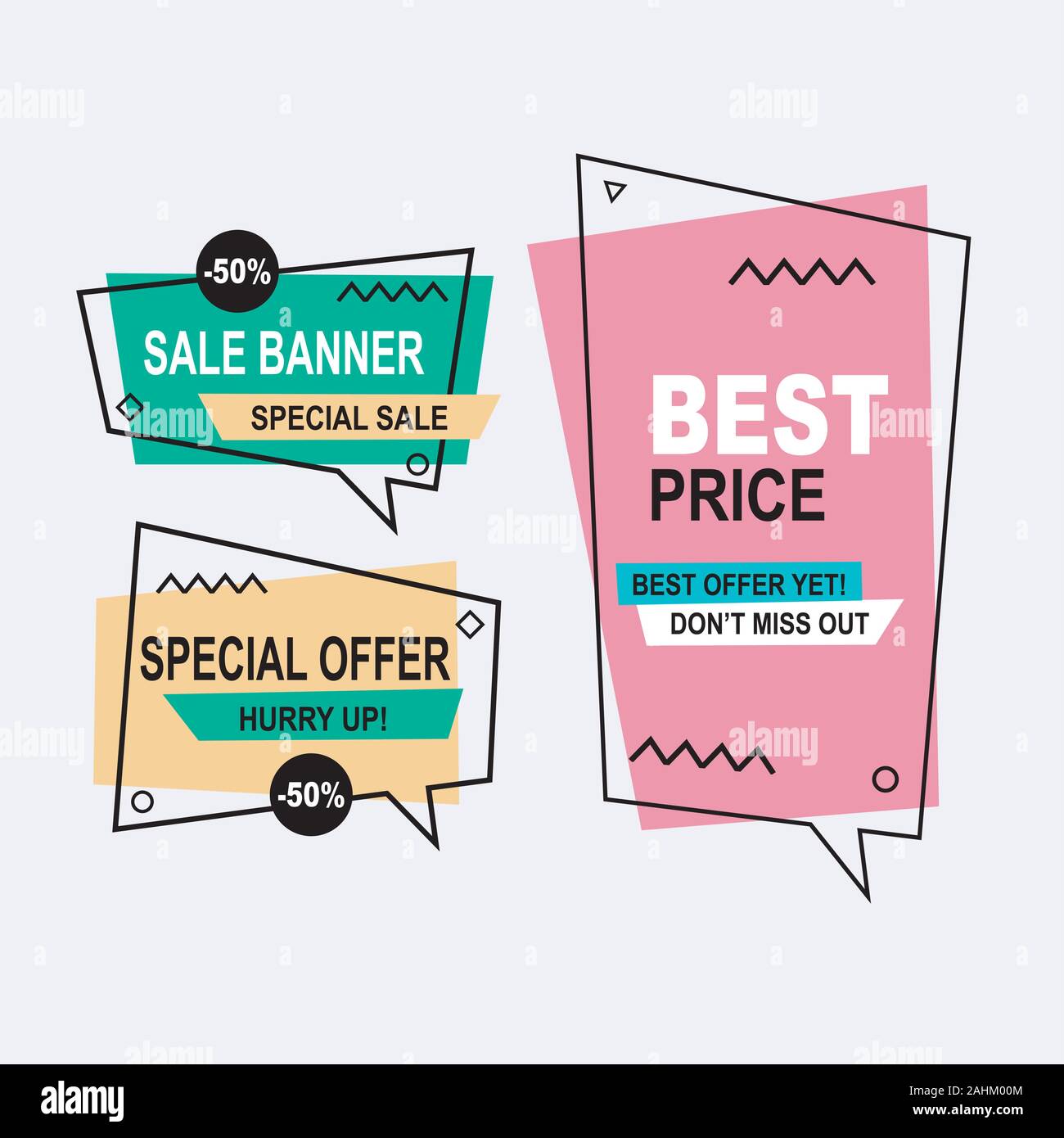 Geometric flat banners. Modern abstract gradient shapes for logo, sale ...