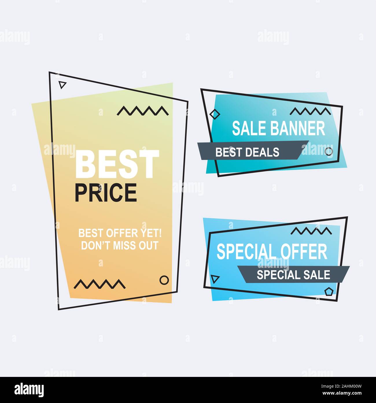 Geometric flat banners. Modern abstract gradient shapes for logo, sale ...