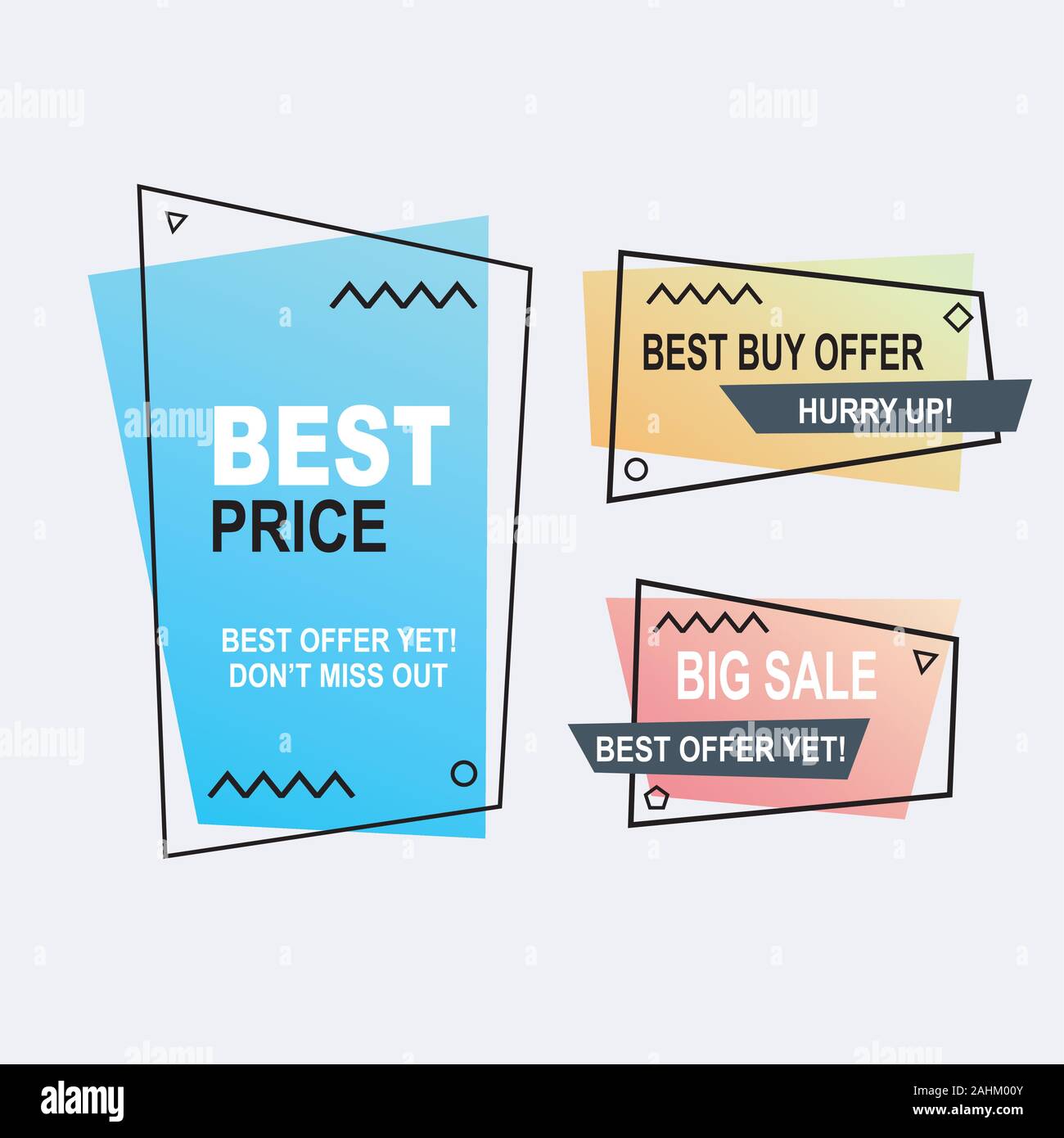 Geometric flat banners. Modern abstract gradient shapes for logo, sale ...