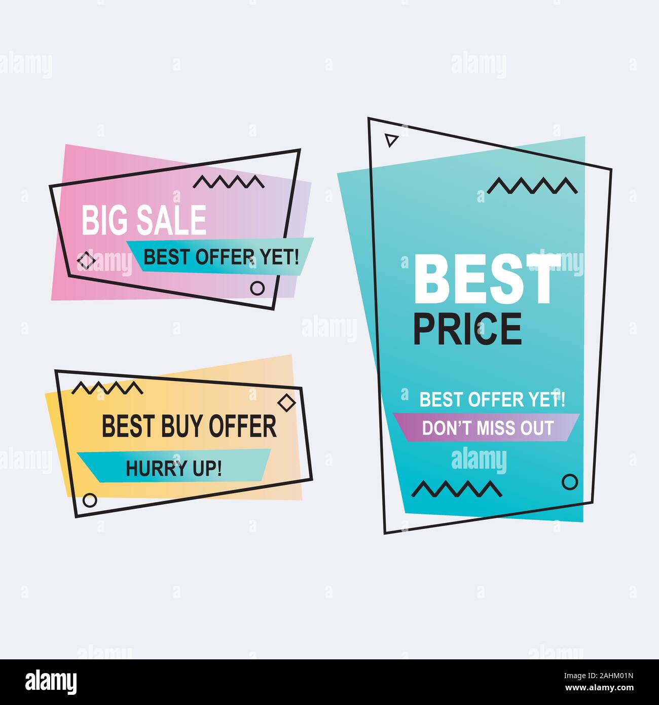 Geometric flat banners. Modern abstract gradient shapes for logo, sale ...