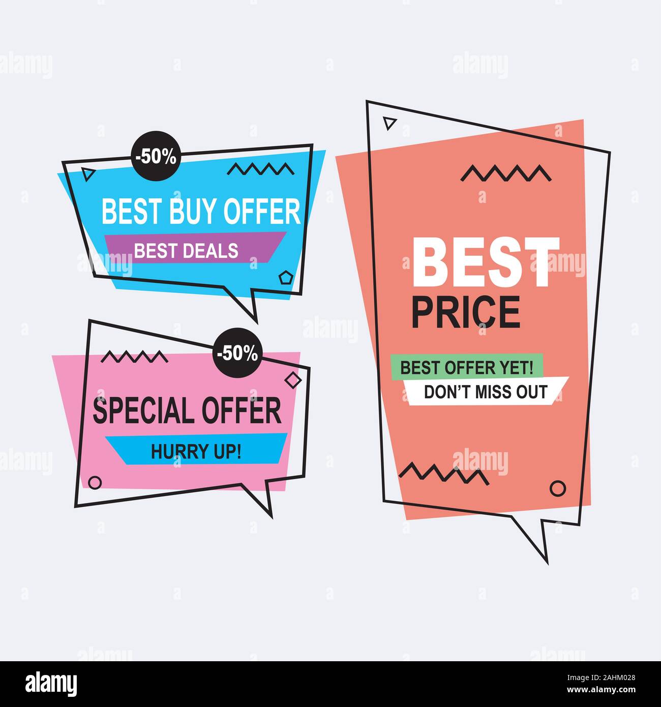 Geometric flat banners. Modern abstract gradient shapes for logo, sale ...