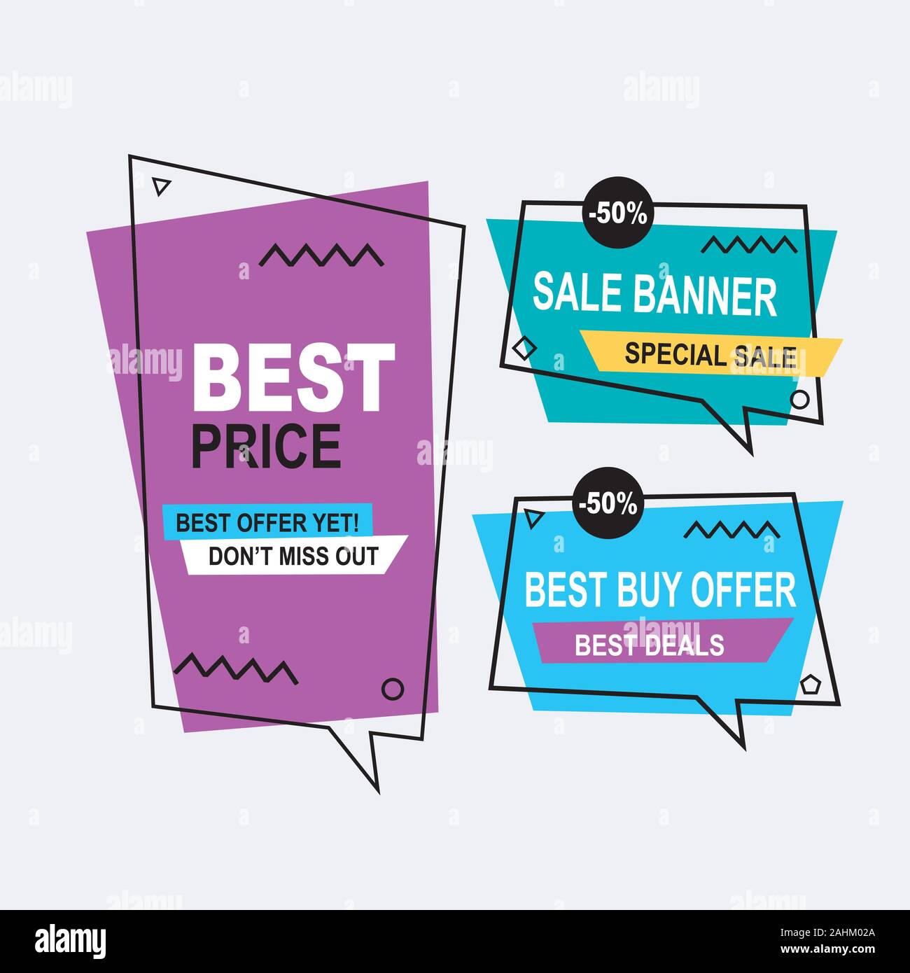 Geometric flat banners. Modern abstract gradient shapes for logo, sale ...