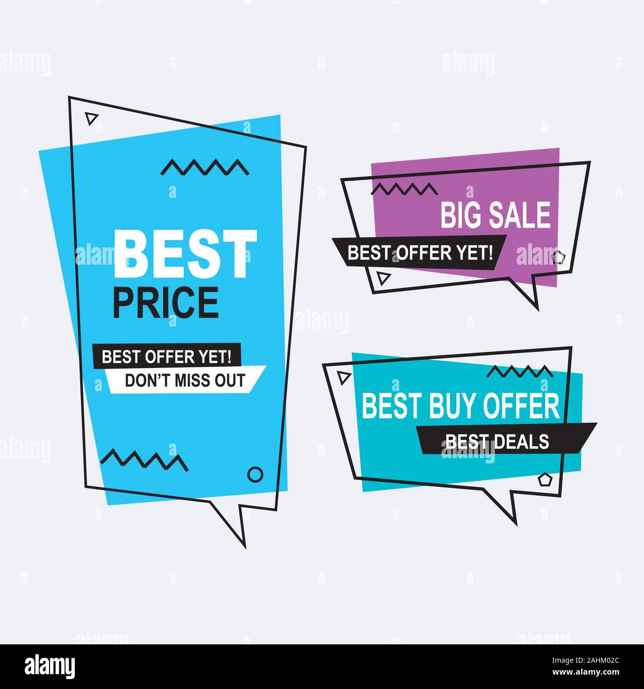 Geometric flat banners. Modern abstract gradient shapes for logo, sale ...