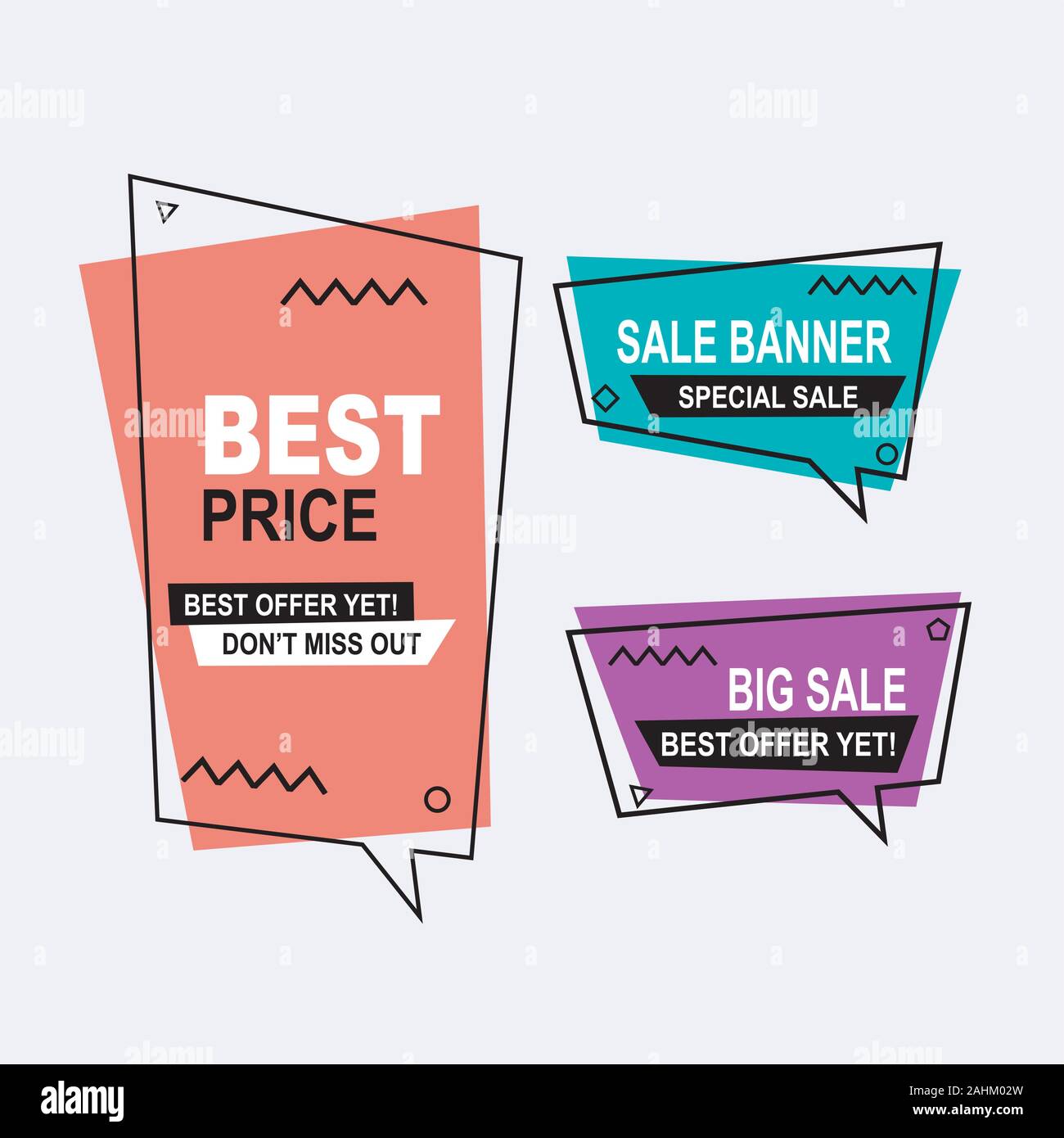 Geometric flat banners. Modern abstract gradient shapes for logo, sale ...