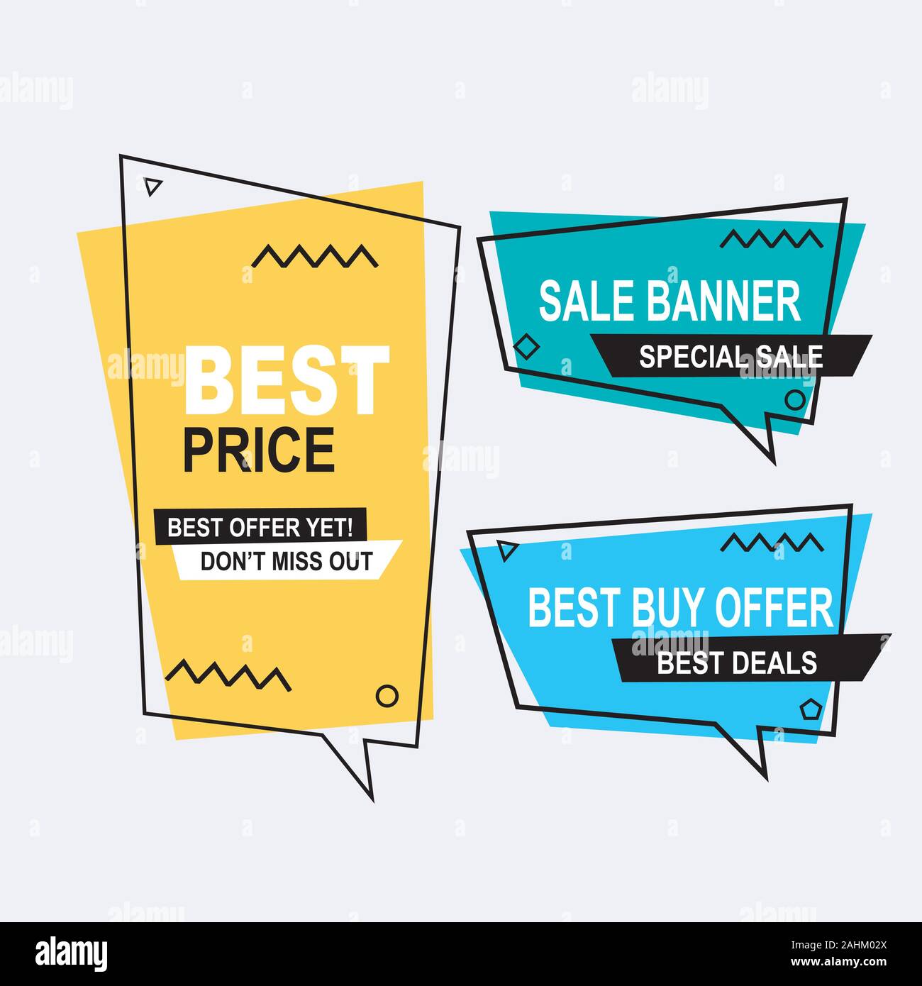 Geometric flat banners. Modern abstract gradient shapes for logo, sale ...