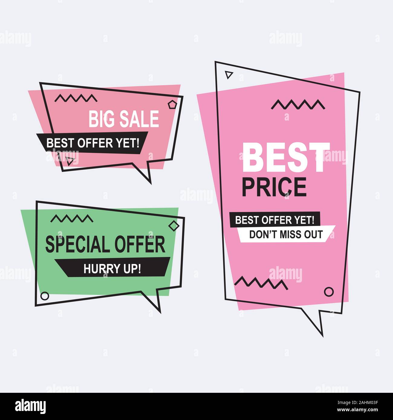 Geometric flat banners. Modern abstract gradient shapes for logo, sale ...