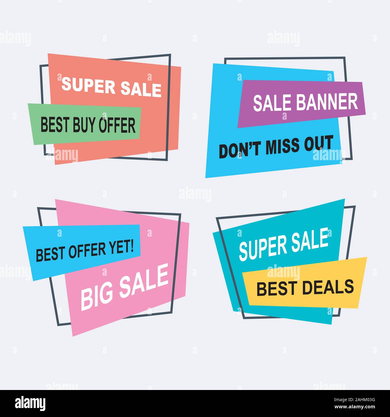 Geometric flat banners. Modern abstract gradient shapes for logo, sale ...