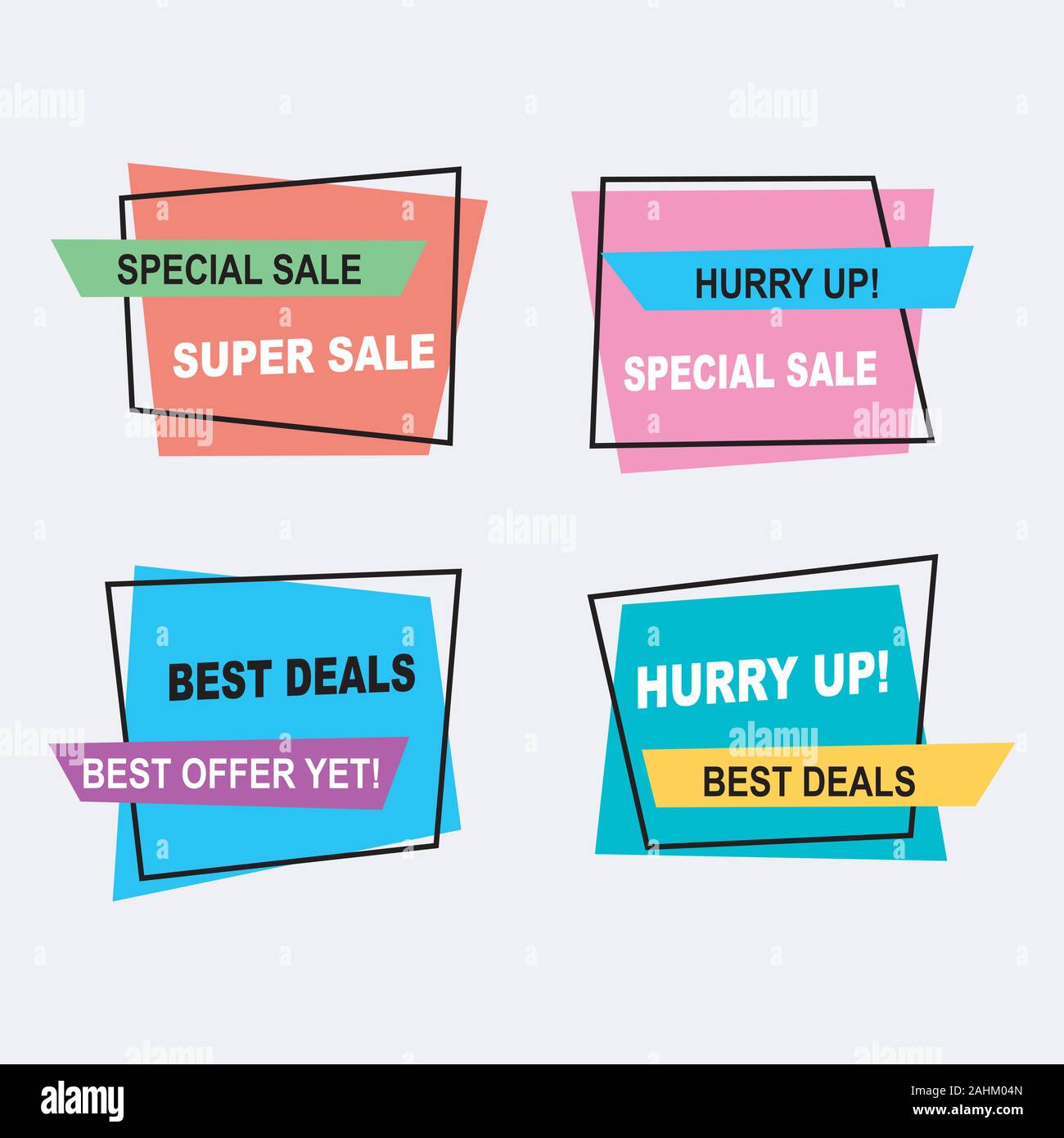 Geometric flat banners. Modern abstract gradient shapes for logo, sale ...