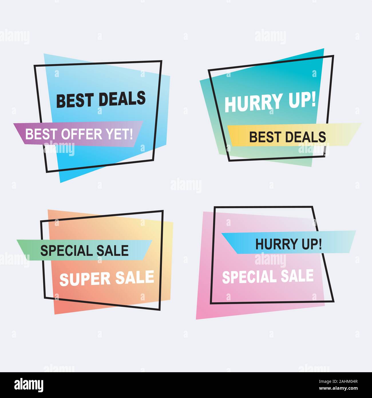 Geometric flat banners. Modern abstract gradient shapes for logo, sale ...