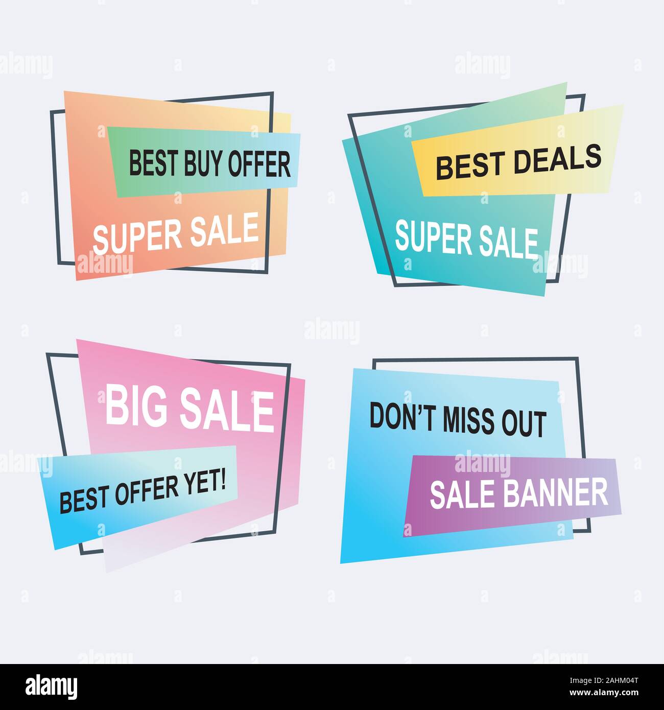 Geometric flat banners. Modern abstract gradient shapes for logo, sale ...