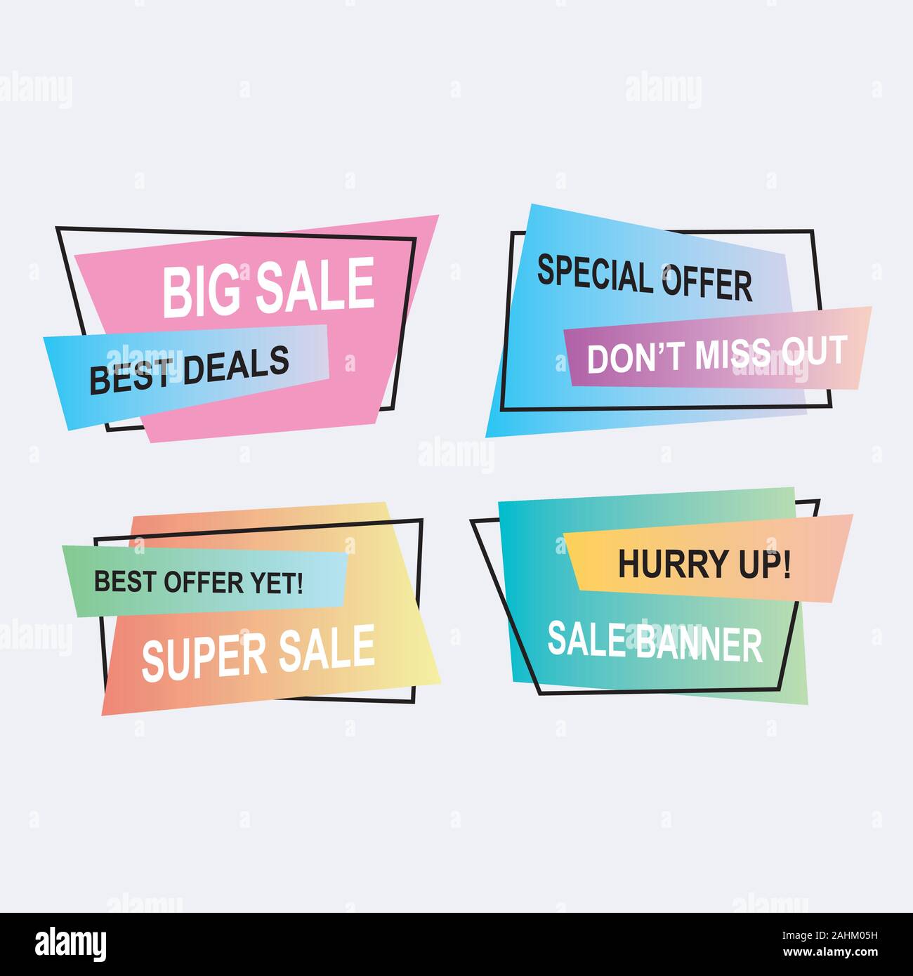 Geometric flat banners. Modern abstract gradient shapes for logo, sale ...