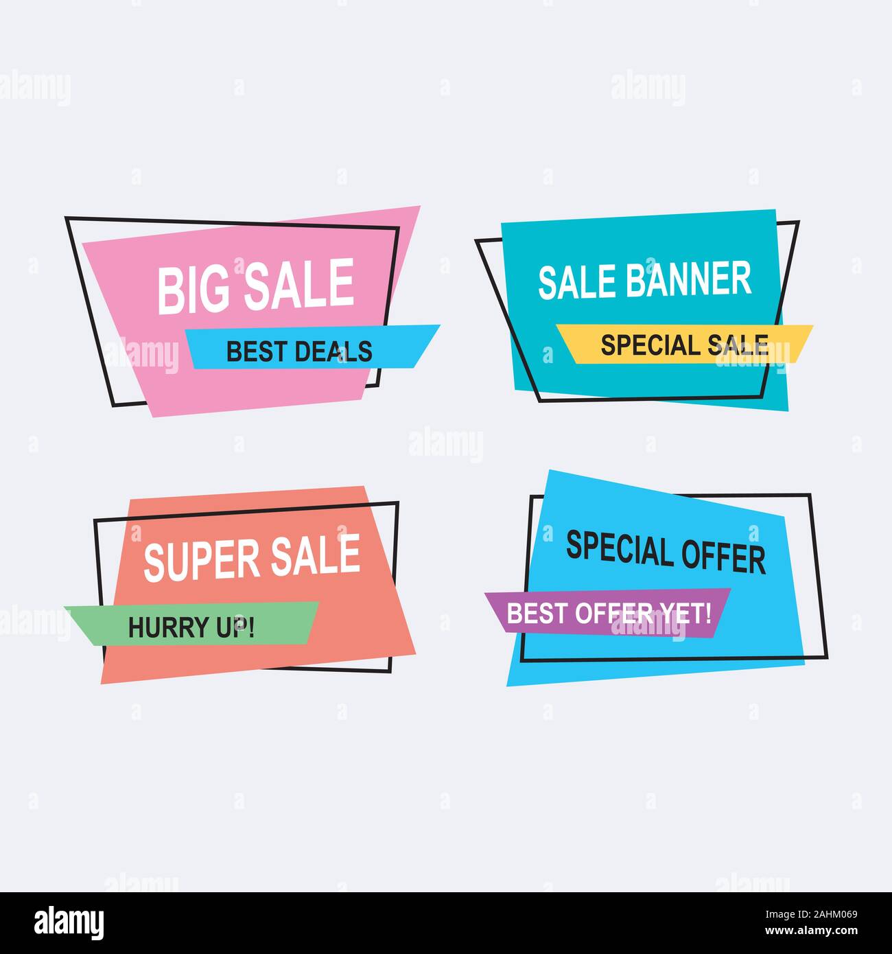 Geometric flat banners. Modern abstract gradient shapes for logo, sale ...