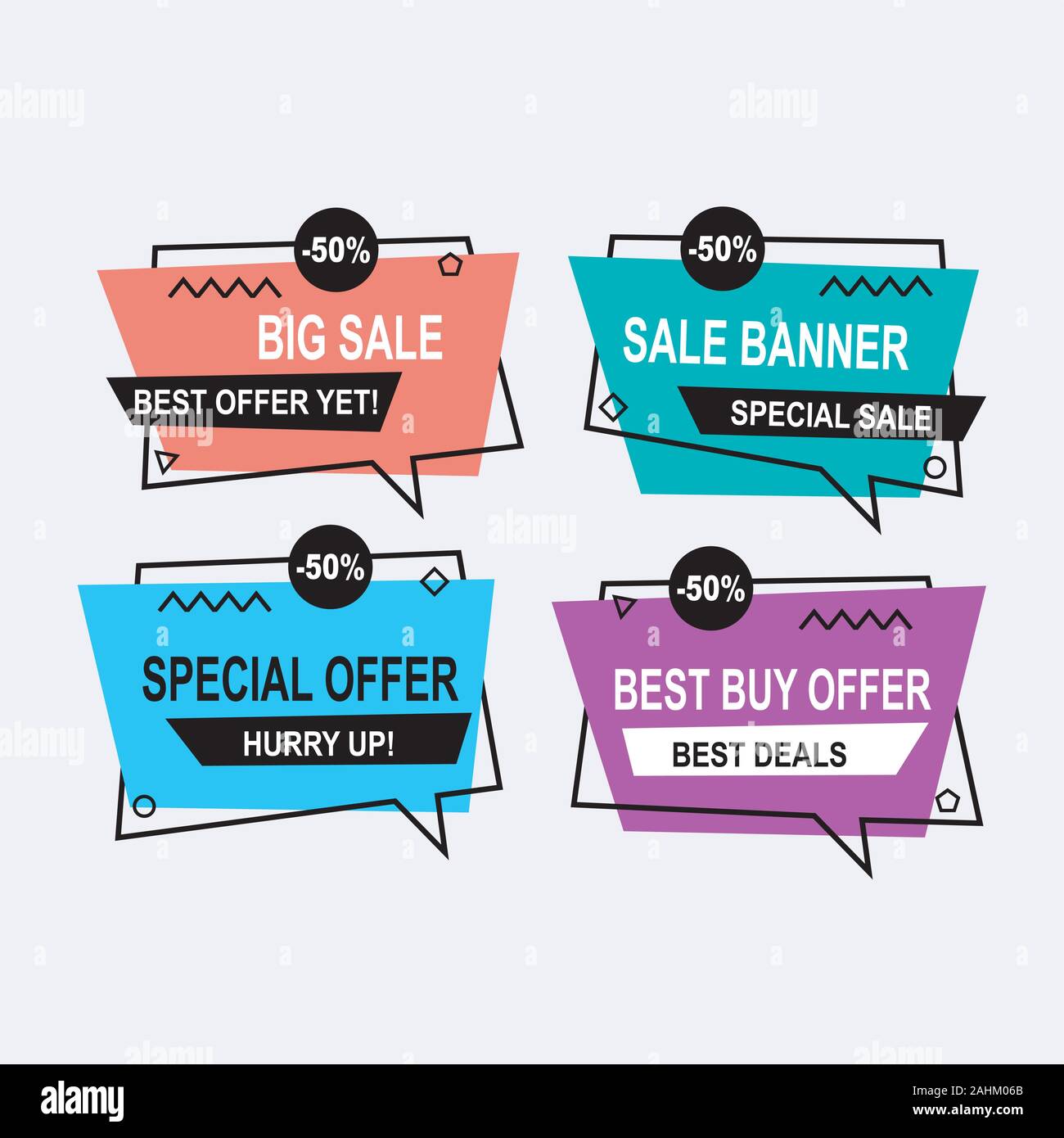 Geometric flat banners. Modern abstract gradient shapes for logo, sale ...