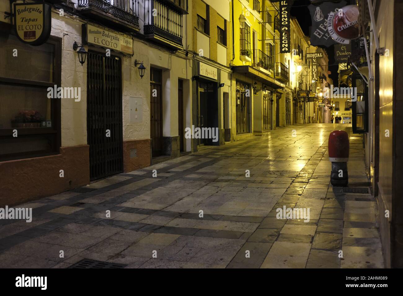 Ronda street at night, Spain Stock Photo - Alamy