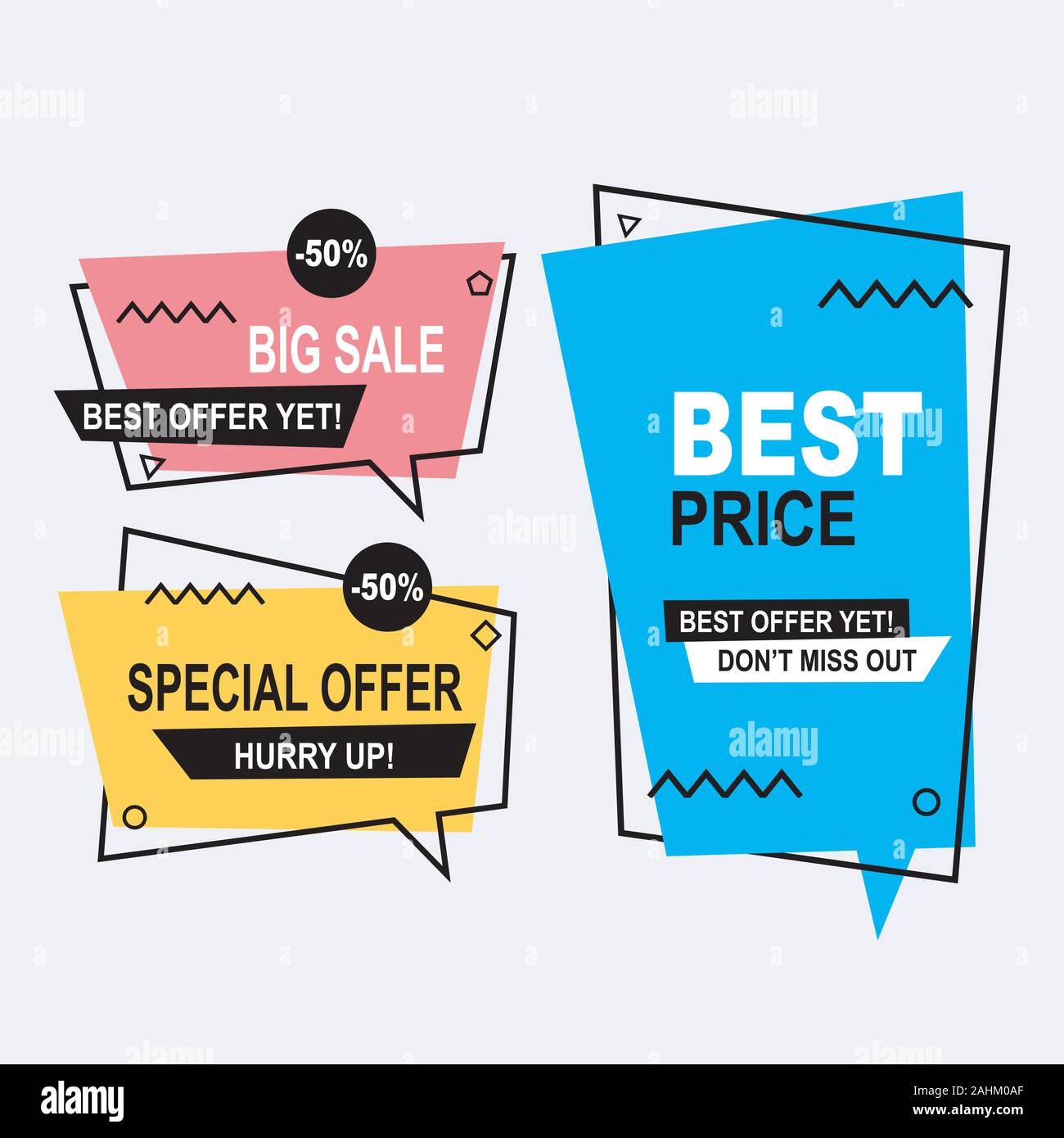 Geometric flat banners. Modern abstract gradient shapes for logo, sale ...