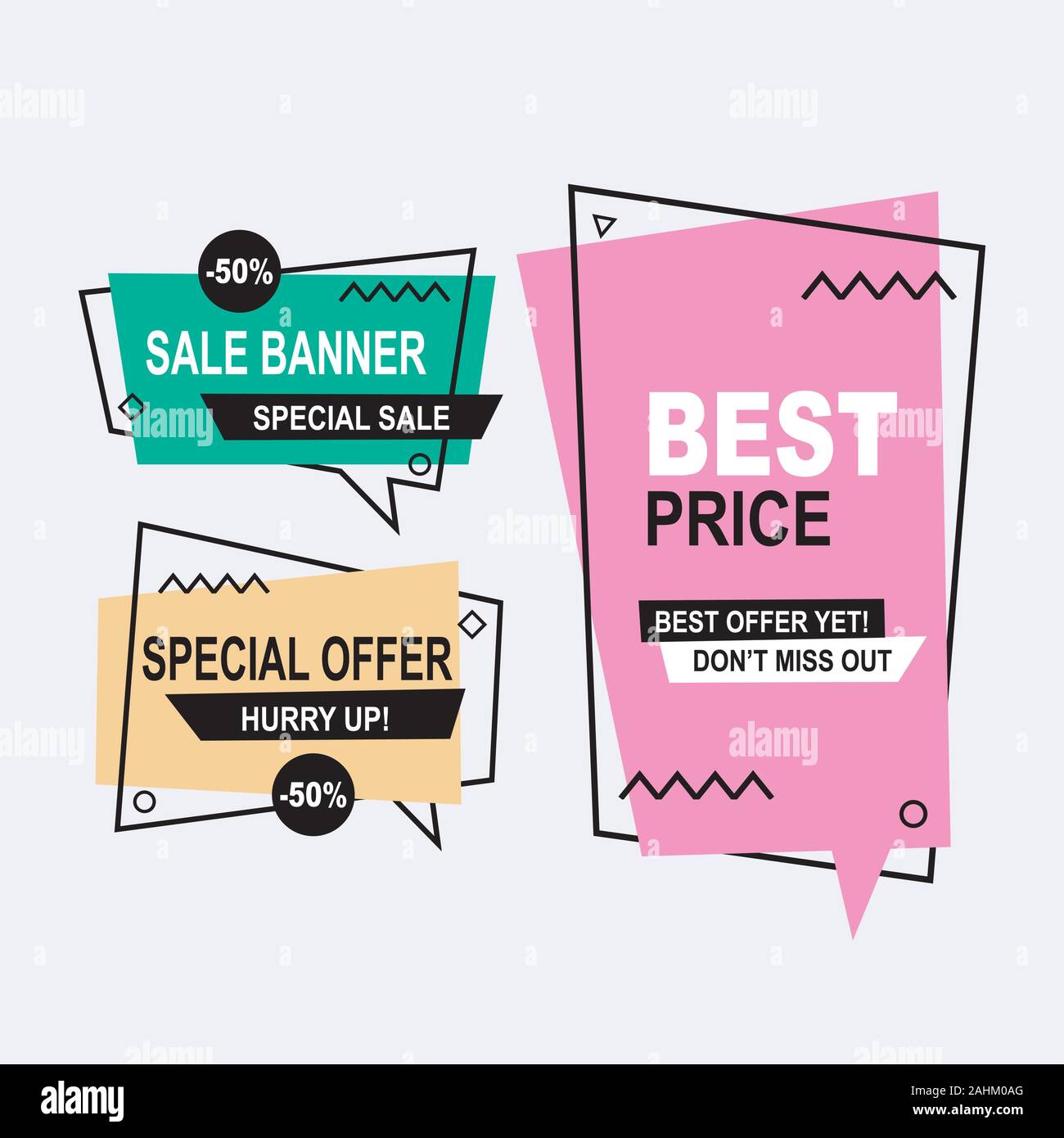 Geometric flat banners. Modern abstract gradient shapes for logo, sale ...