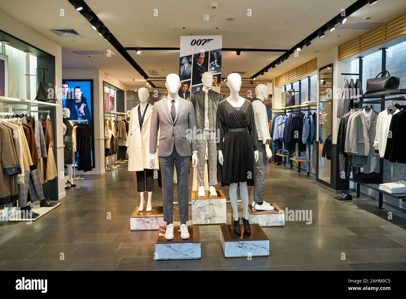 SHENZHEN, CHINA - CIRCA NOVEMBER, 2019: clothing on display at Selected ...