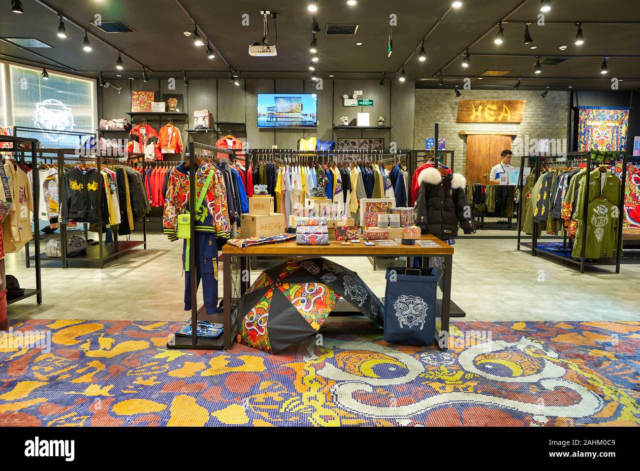 SHENZHEN, CHINA - CIRCA NOVEMBER, 2019: clothing on display at HEA ...