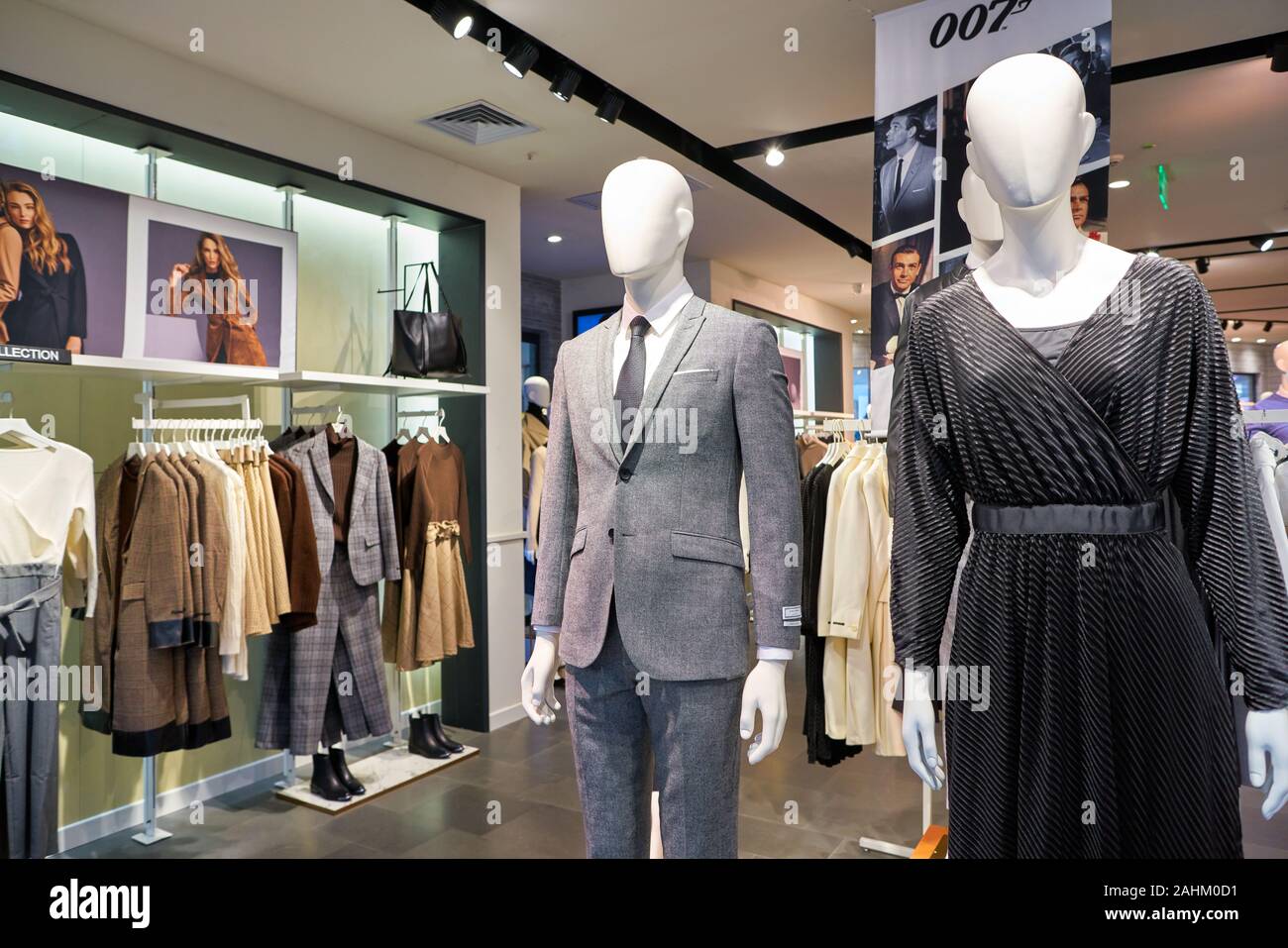 SHENZHEN, CHINA - CIRCA NOVEMBER, 2019: clothing on display at Selected ...