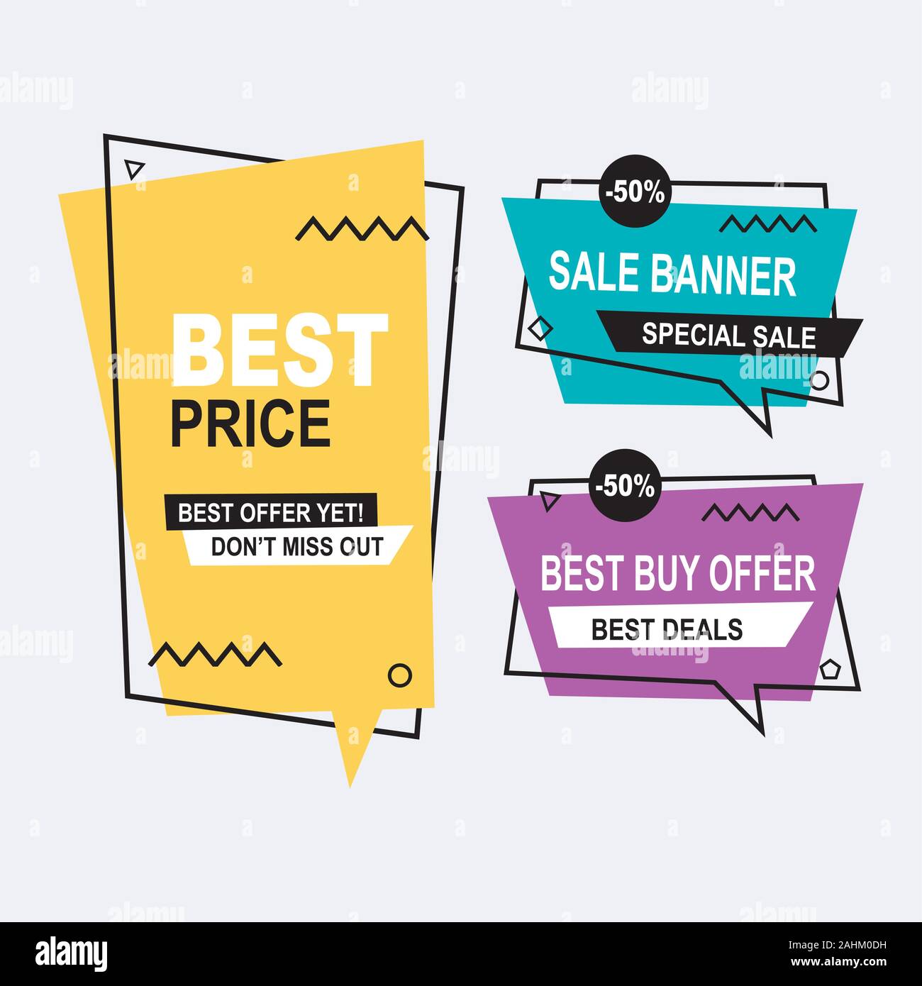 Geometric flat banners. Modern abstract gradient shapes for logo, sale ...