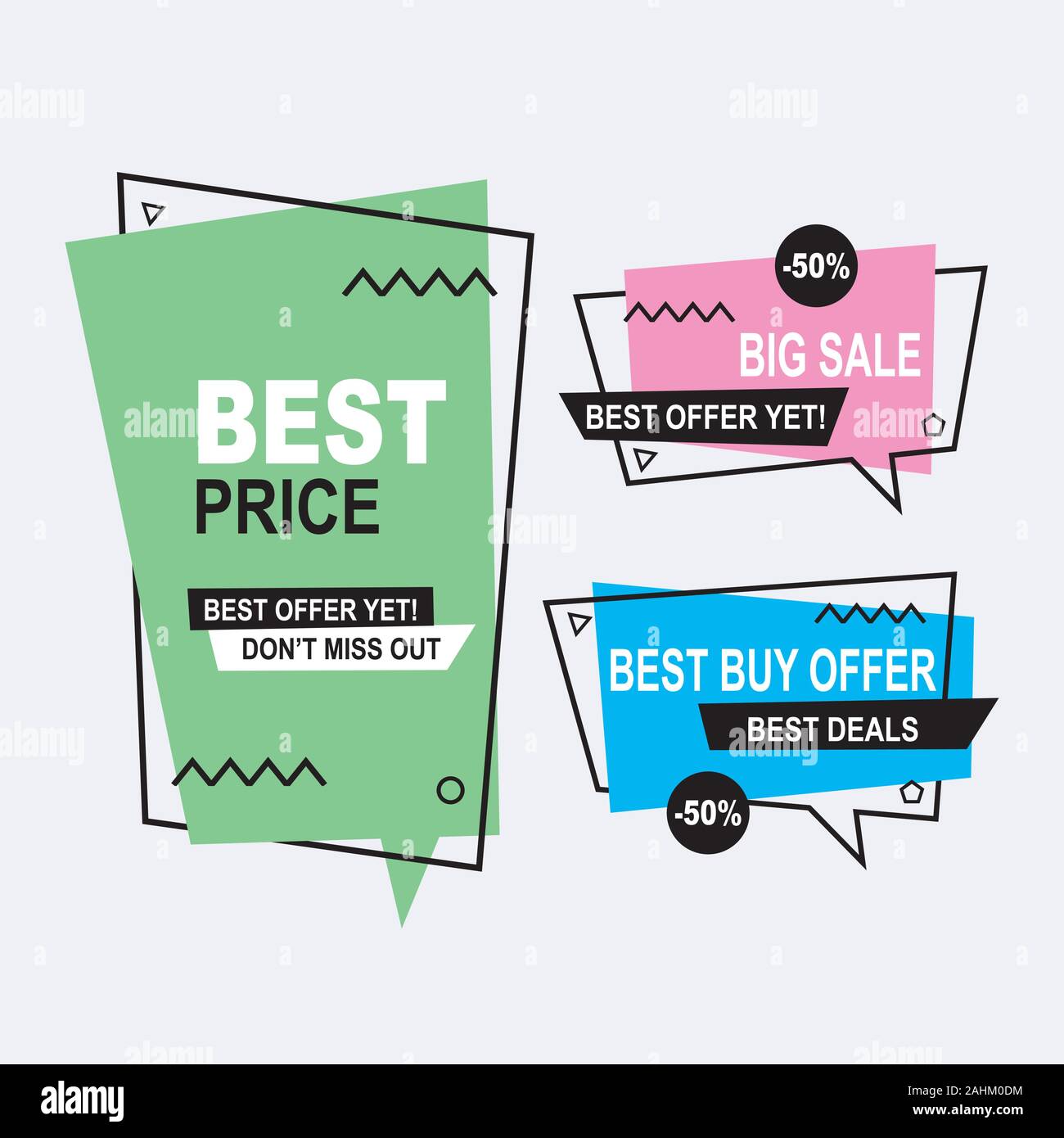 Geometric flat banners. Modern abstract gradient shapes for logo, sale ...