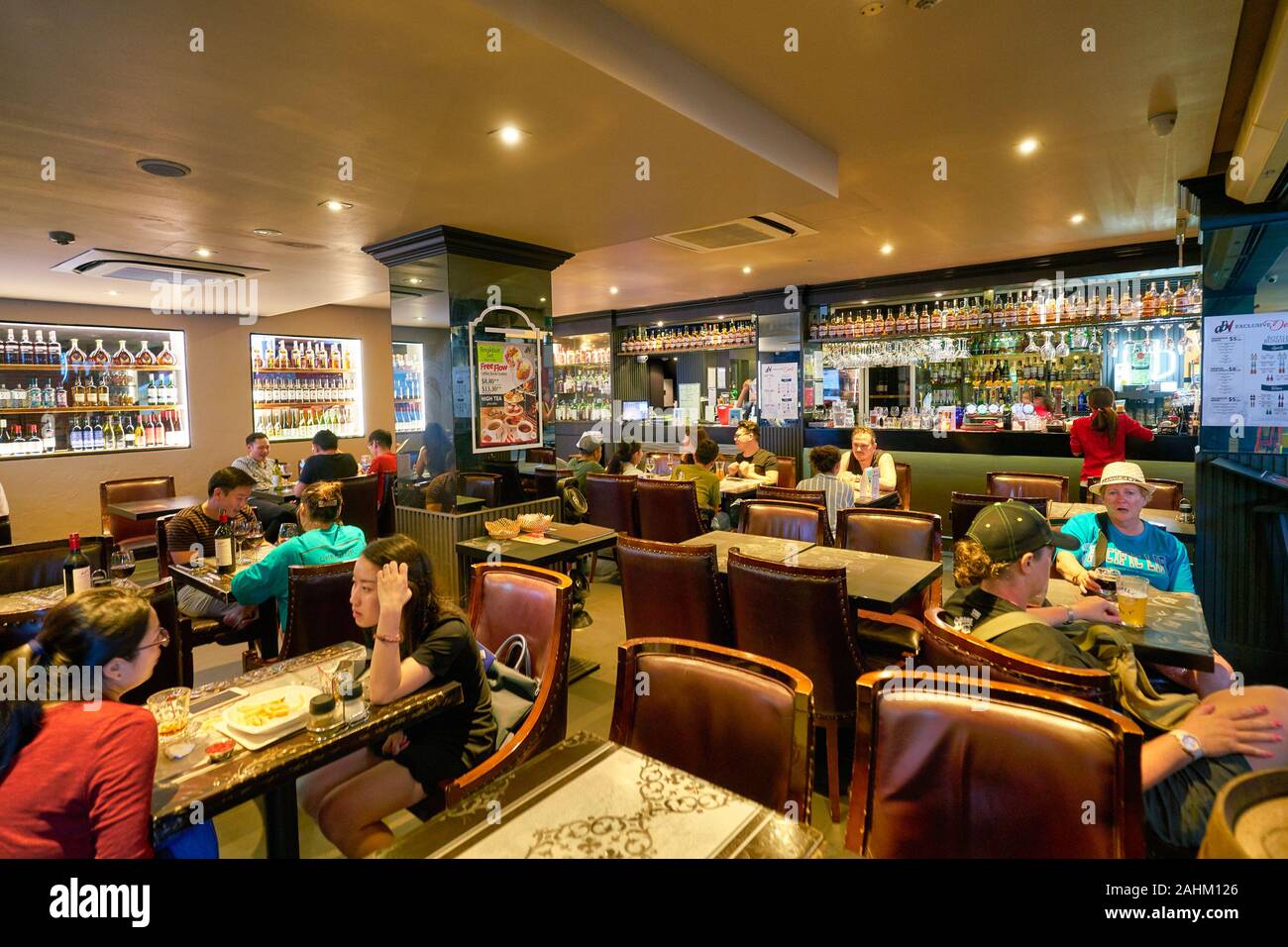 SINGAPORE - CIRCA APRIL, 2019: interior shot of a bar in Singapore ...