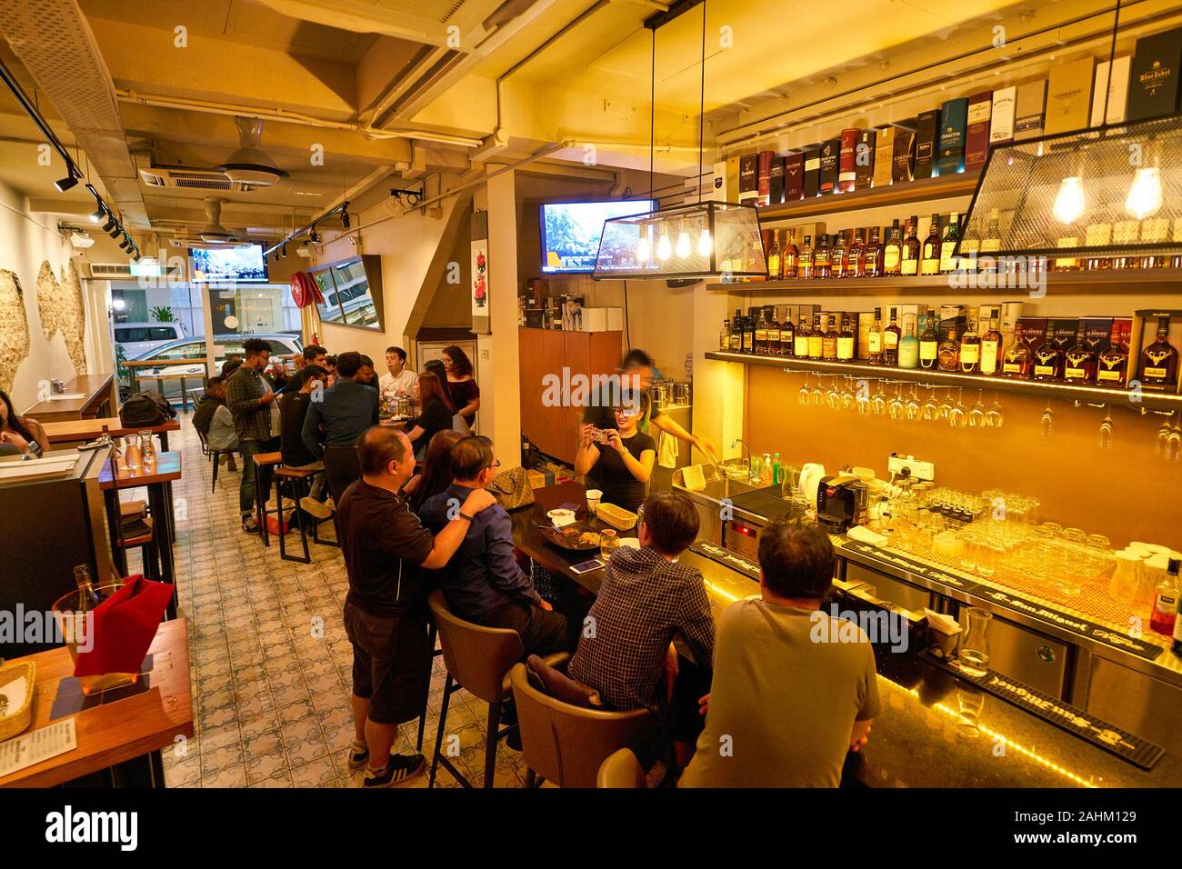 SINGAPORE - CIRCA APRIL, 2019: interior shot of a bar in Singapore ...