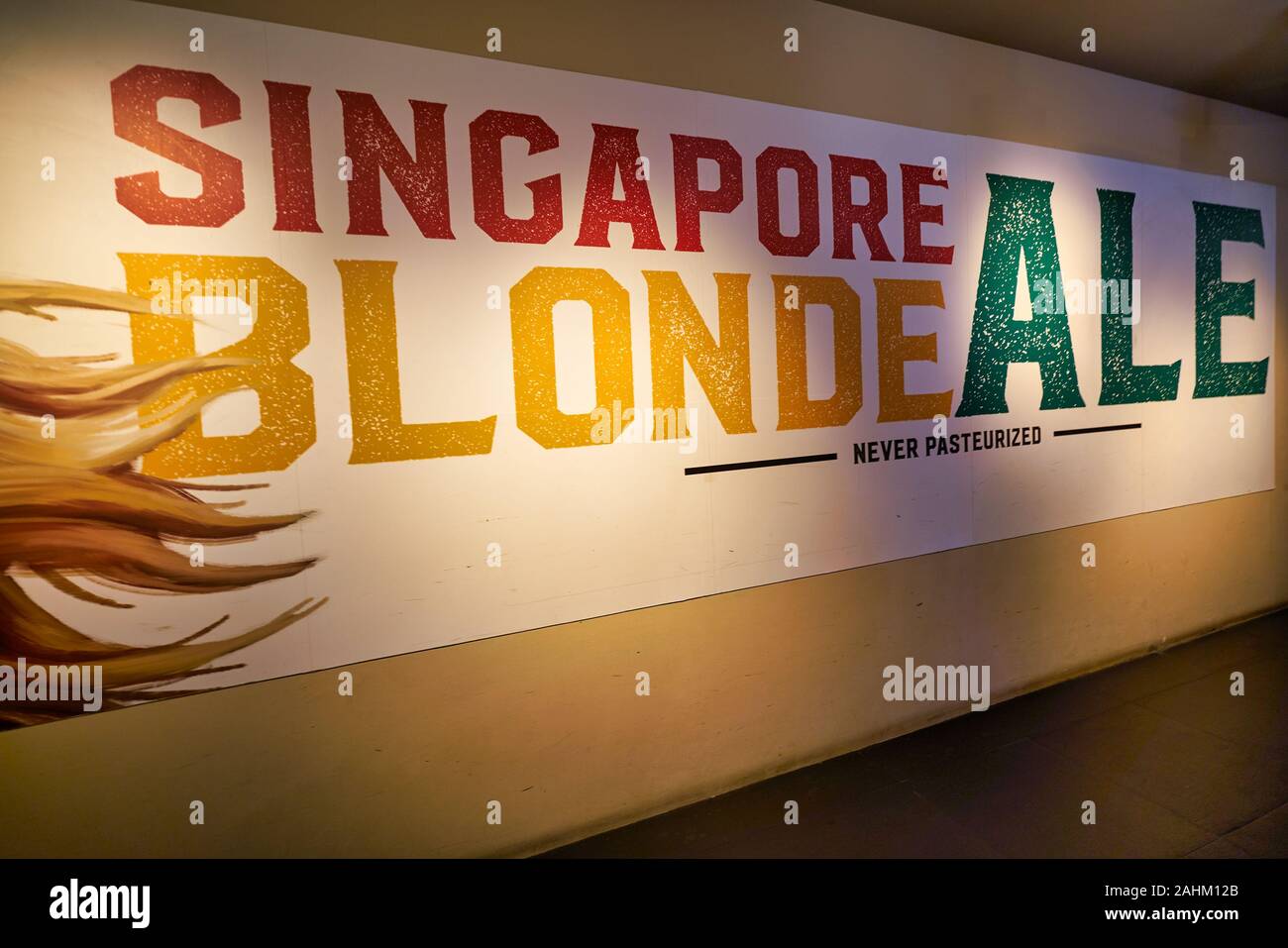 SINGAPORE - CIRCA APRIL, 2019: Singapore Blonde Ale poster seen on a ...