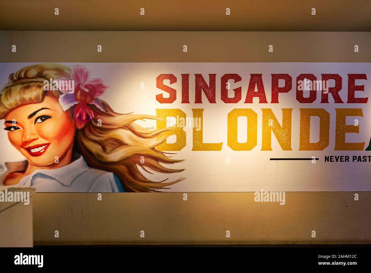 SINGAPORE - CIRCA APRIL, 2019: Singapore Blonde Ale poster seen on a ...