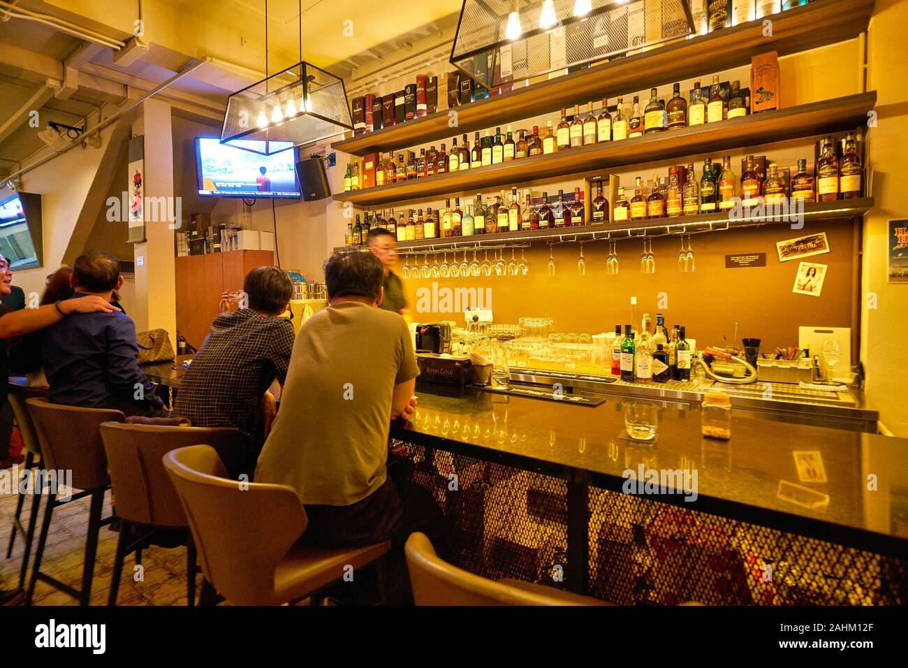 SINGAPORE - CIRCA APRIL, 2019: interior shot of a bar in Singapore ...