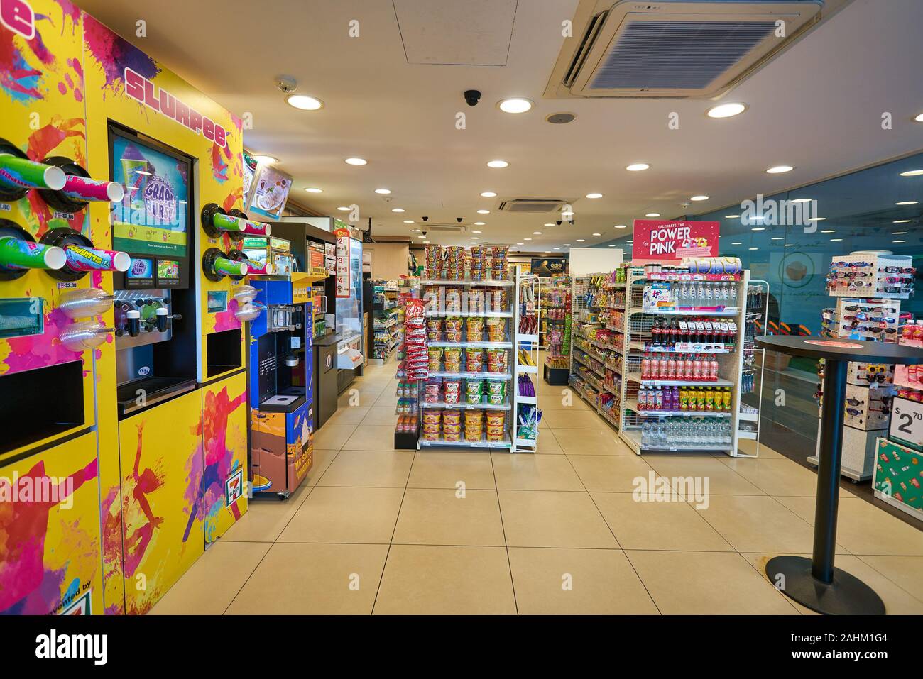 SINGAPORE - CIRCA APRIL, 2019: interior shot of 7-Eleven convenience ...