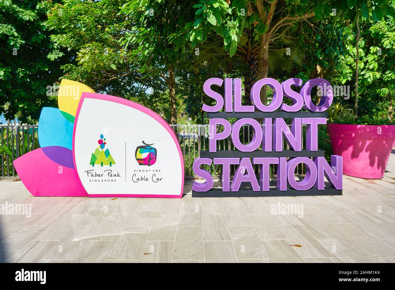 SINGAPORE - CIRCA APRIL, 2019: Siloso Point Station sign seen at ...
